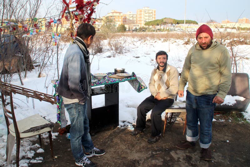 Homeless People Living Under the Snow Editorial Image - Image of ...