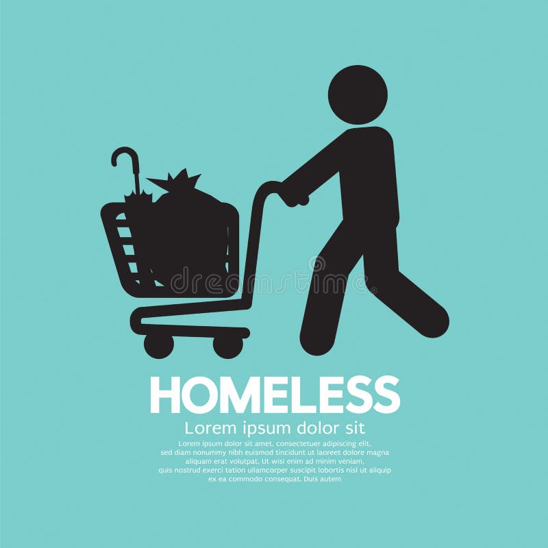 Homeless with Possessions Cart Symbol. Stock Vector - Illustration of ...