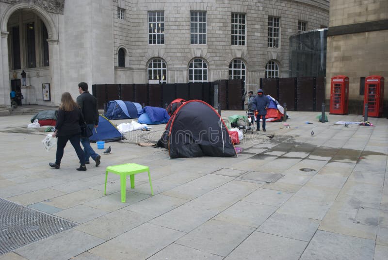 Homeless Protesters Camp Out in St Peter S Square, Manchester UK ...