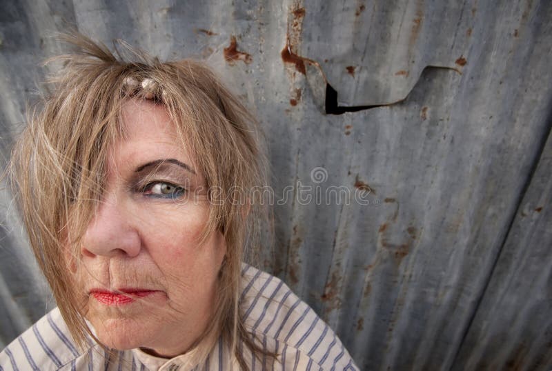Homeless Woman Crying stock photo. Image of poor, corrugated - 9109480
