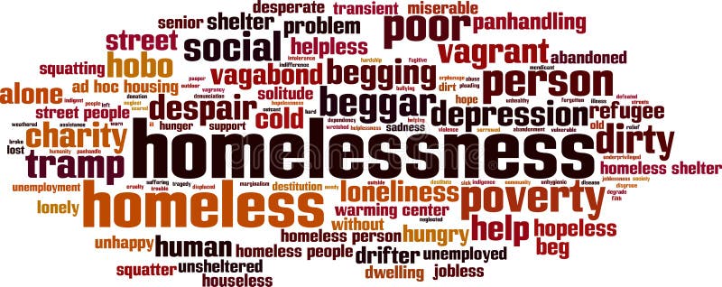 Homelessness Word Cloud stock illustration. Illustration of cloud ...
