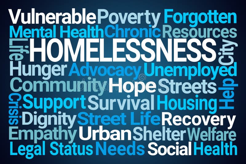 Homelessness Word Cloud stock illustration. Illustration of advocacy ...