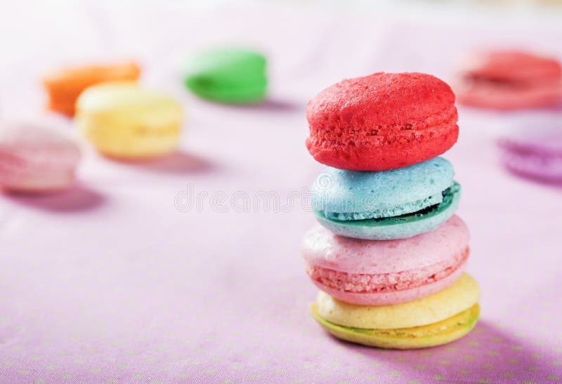 Homely Macaron Stack Close Up Stock Photo - Image of biscuit, cookie ...