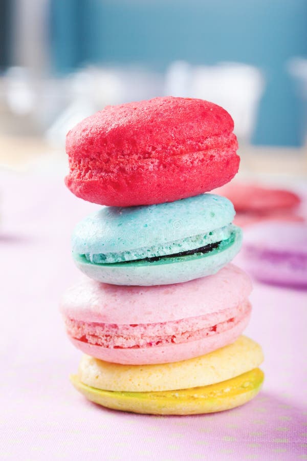 Homely Macaron Stack Close Up Stock Photo - Image of lemon, brown: 34087440