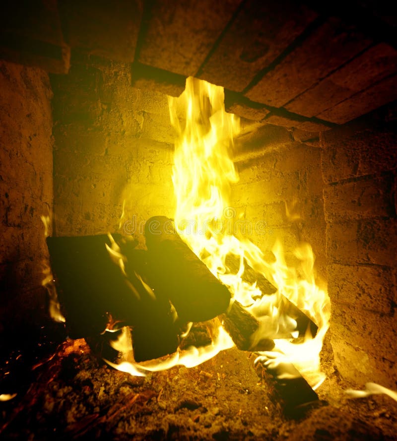 Log Fire on winter night stock image. Image of carbon - 82214223