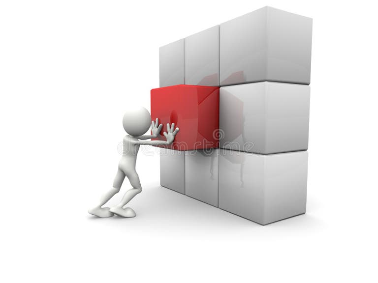 Homem 3d E Uma Parede Cubada Ilustração Stock - Ilustração de branco ...