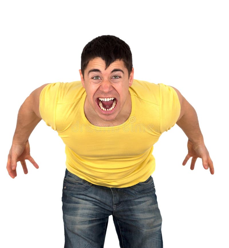 Homem agressivo imagem de stock. Imagem de amarelo, facial - 30550201