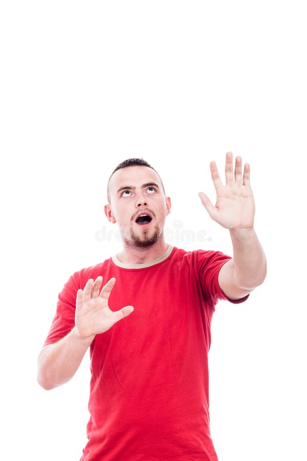 Homem assustado foto de stock. Imagem de gesto, ocasional - 30750720