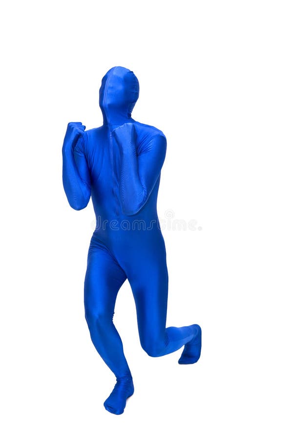O Homem Azul Misterioso Tem a Dor Nas Costas Imagem de Stock - Imagem ...