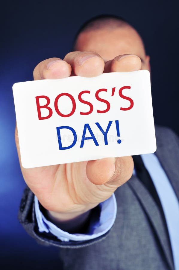 Homem Com Um Quadro Indicador Com O Dia Do Chefe Do Texto Imagem de ...
