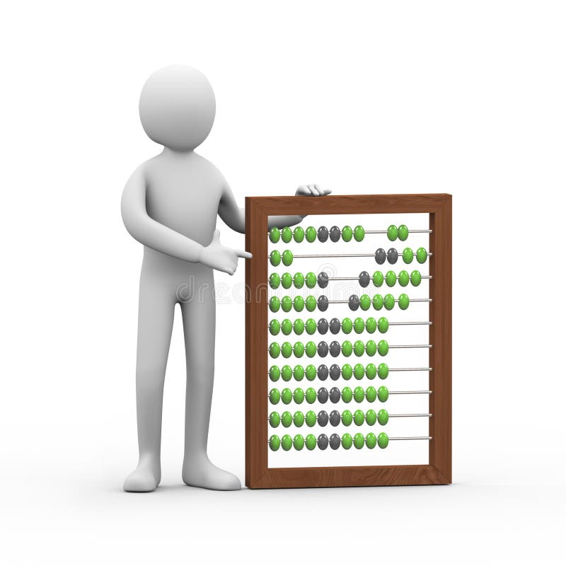 Homem 3D com um ábaco ilustração stock. Ilustração de financeiro - 42145748