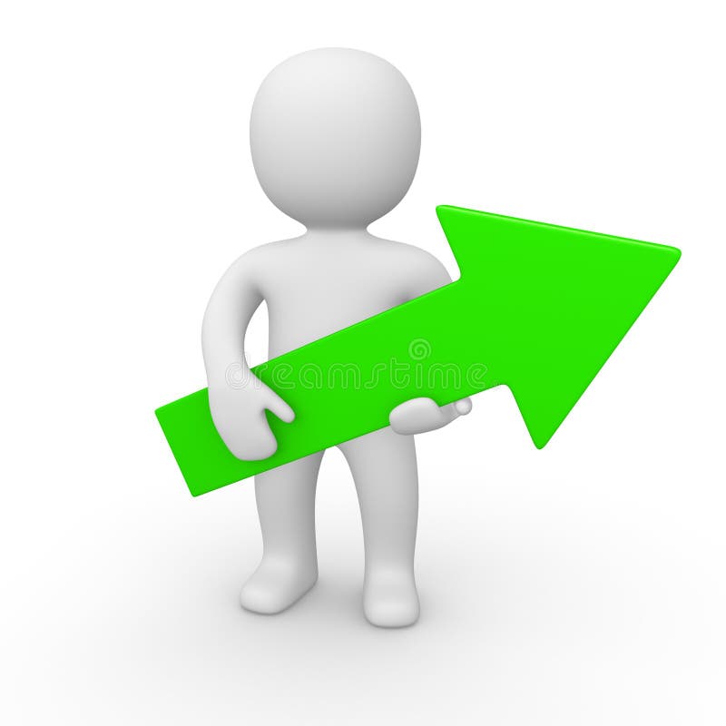Homem 3d Que Guarda a Seta Verde Ilustração Stock - Ilustração de ...