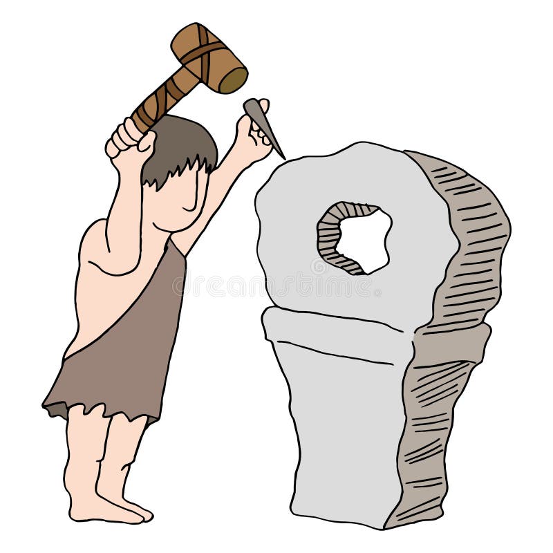 Homem Das Cavernas Que Inventa a Roda Ilustração do Vetor - Ilustração ...