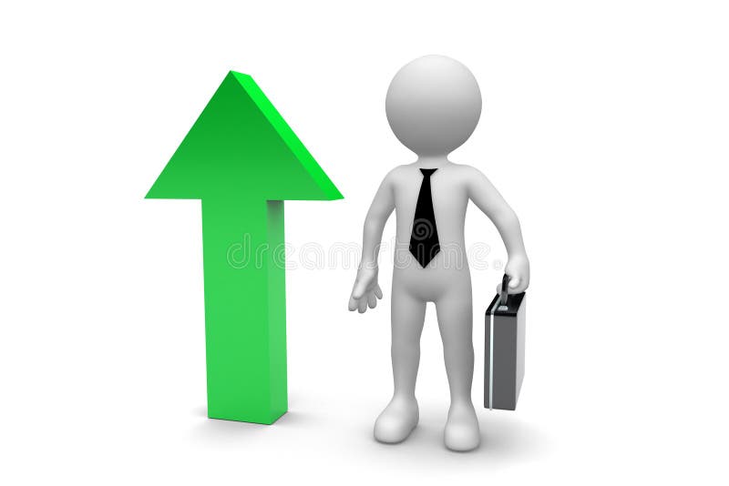 Homem De Negócio E Seta Ascendente Ilustração Stock - Ilustração de ...