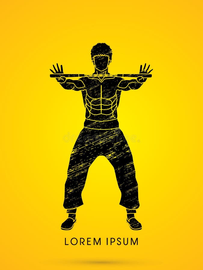 Homem E Nunchaku Prontos Para Lutar Ilustração do Vetor - Ilustração de ...