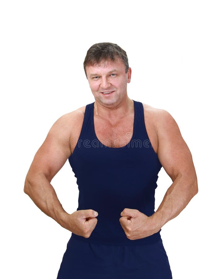 Homem forte com barbell foto de stock. Imagem de pesado - 43933572