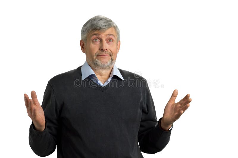 Homem Maduro Confuso No Fundo Branco Foto de Stock - Imagem de idoso ...
