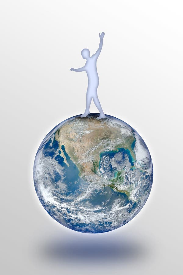 Homem Que Equilibra No Mundo Ilustração Stock - Ilustração de homens ...