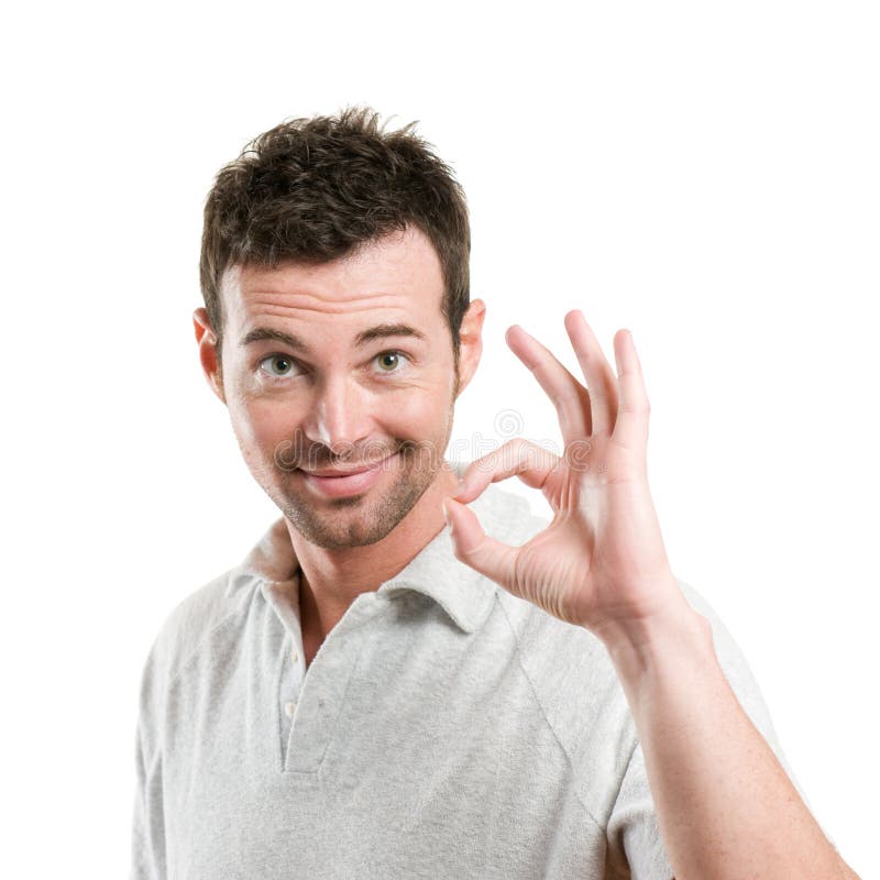 Homem Satisfeito Com Sinal Aprovado Foto de Stock - Imagem de sozinho ...