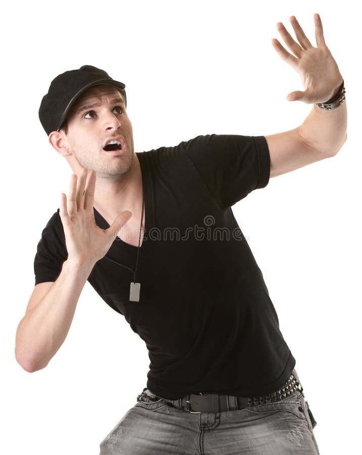 Homem Scared imagem de stock. Imagem de cara, macho, choramingo - 20828907