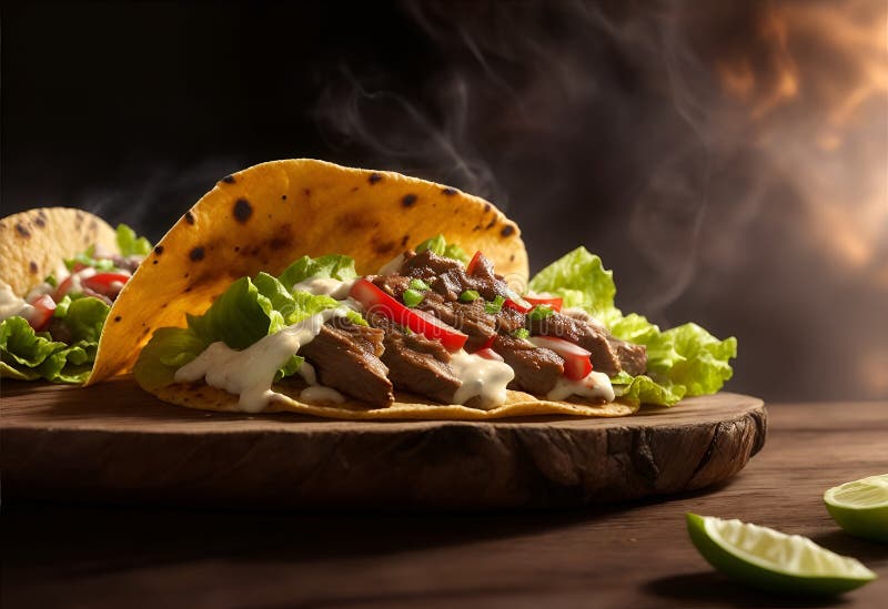 Homemade American Soft Shell Beef Tacos. Generative AI Stock ...