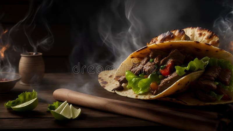 Homemade American Soft Shell Beef Tacos. Generative AI Stock ...