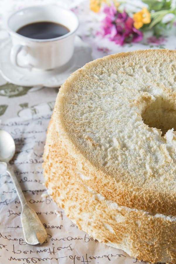 Angel food cake stock image. Image of brown, homemade - 55084475