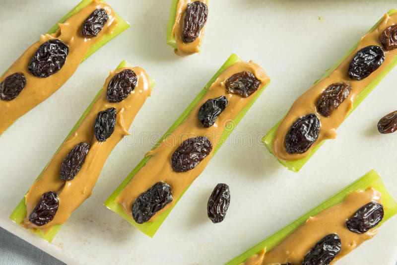 Homemade Ants on a Log Snack Stock Image - Image of fresh, organic ...