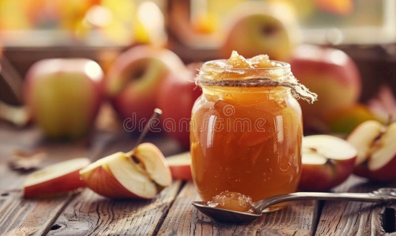 Homemade Apple Jam in a Mason Jar Stock Photo - Image of dessert, fresh ...