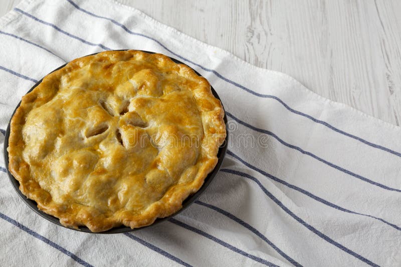 Homemade Apple Pie on Cloth, Side View. Copy Space Stock Image - Image ...