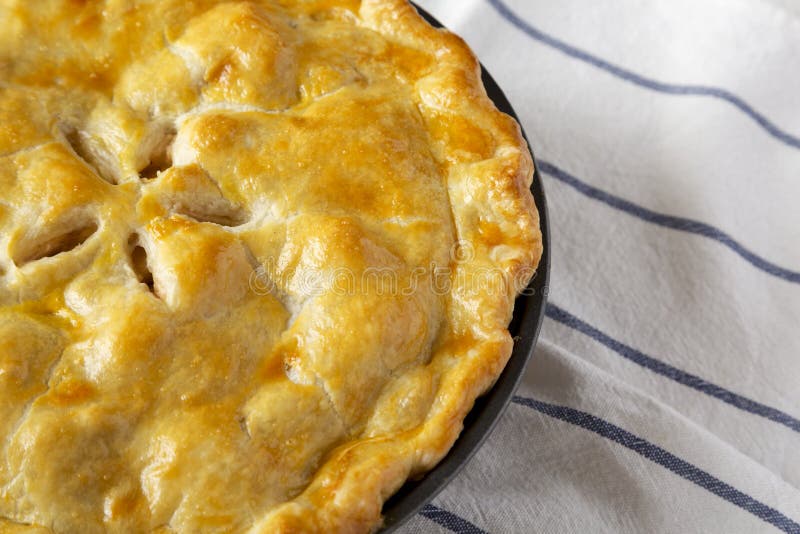 Homemade Apple Pie on Cloth, Side View. Space for Text Stock Photo ...