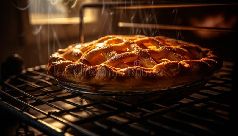 Homemade Apple Pie on Cooling Rack, Ready To Eat Generated by AI Stock ...