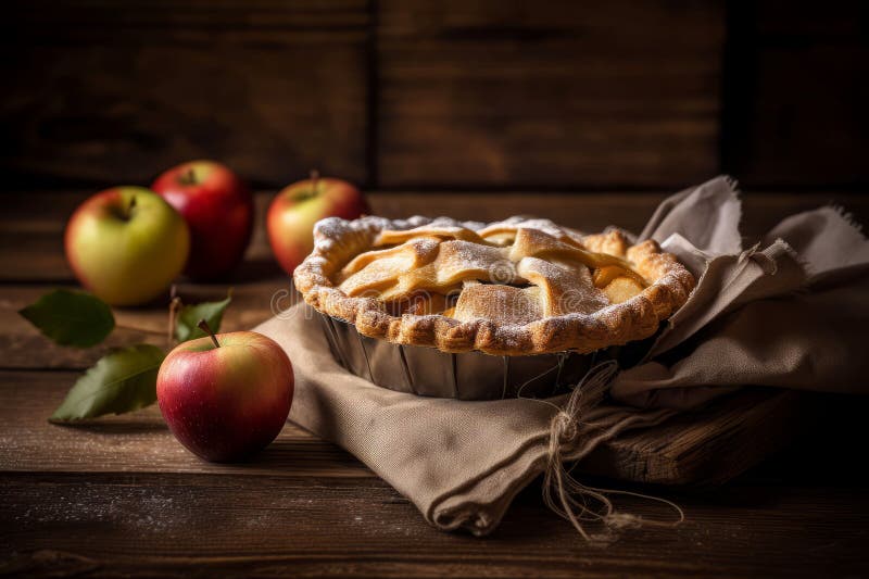 Homemade Apple Pie Rustic. Generate Ai Stock Image - Image of healthy ...