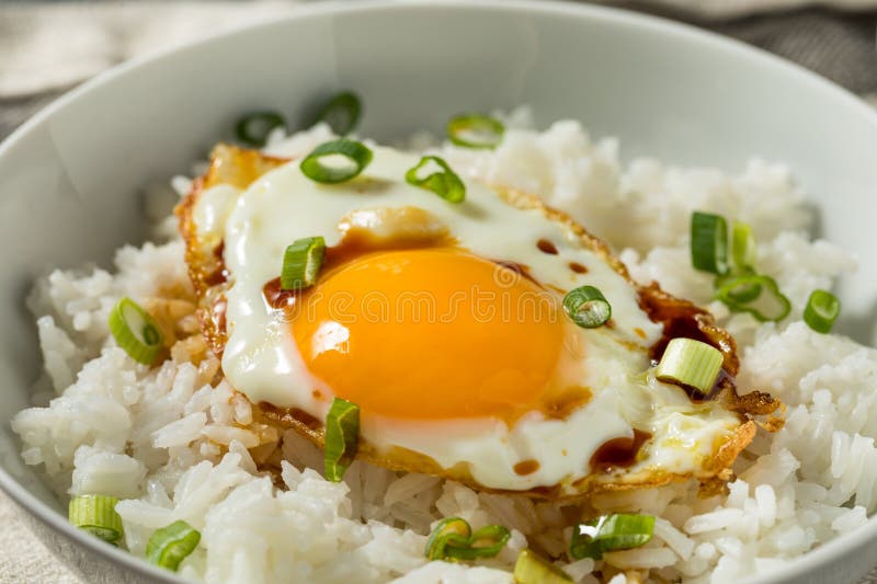 Homemade Asian Fried Egg and Rice Breakfast Stock Image - Image of ...