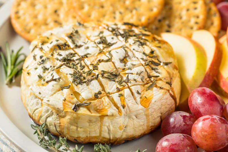 Homemade Baked Brie Appetizer Stock Image - Image of melted, apples ...