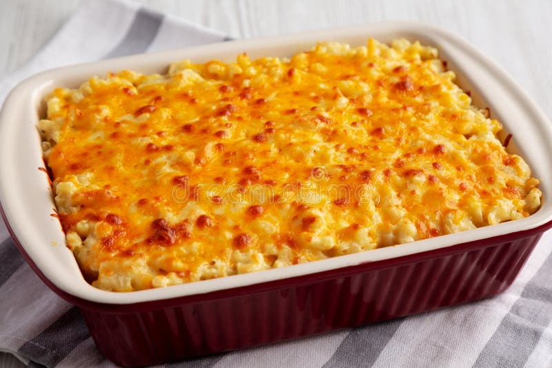 Homemade Baked Mac and Cheese in a Baking Dish, Side View Stock Photo ...
