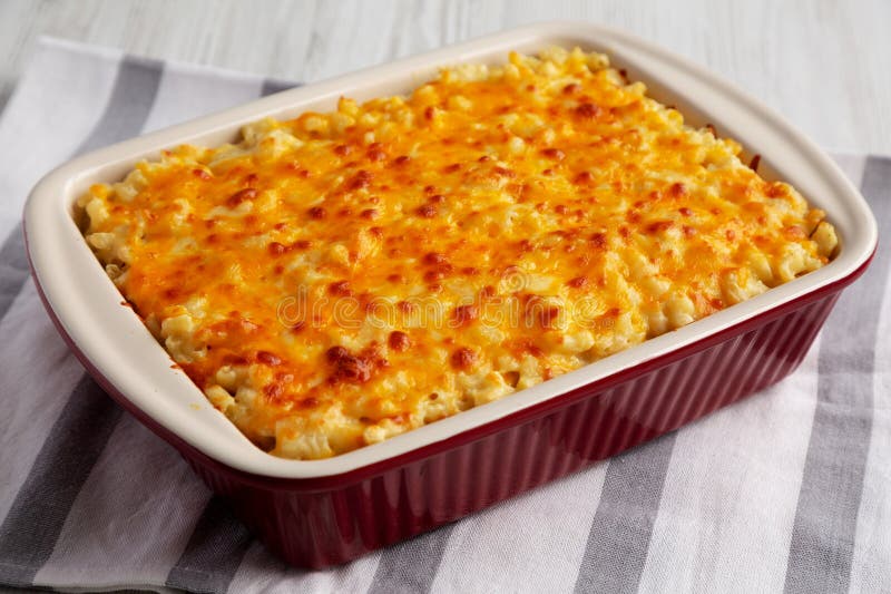 Homemade Baked Mac and Cheese in a Baking Dish, Side View Stock Photo ...