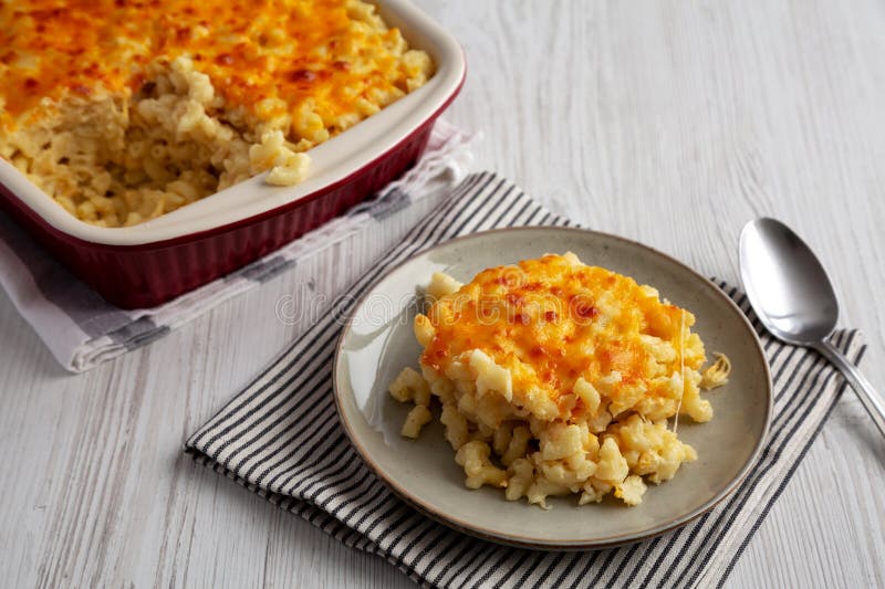 Homemade Baked Mac and Cheese on a Plate, Side View Stock Image - Image ...