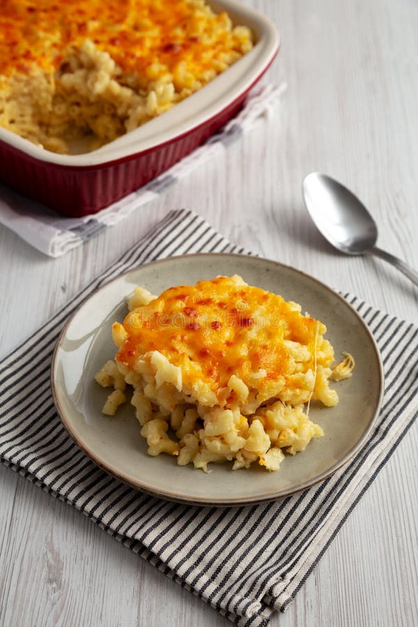 Homemade Baked Mac and Cheese on a Plate, Side View Stock Photo - Image ...