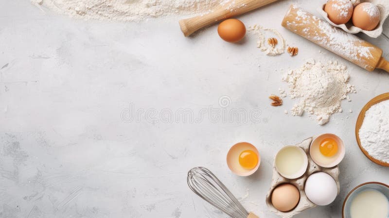 Homemade Baking Essentials. Cozy Kitchen Baking Concept Stock ...