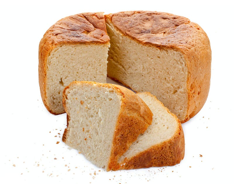 Homemade Baking, Slices of Fresh Homemade Bread Isolated on White Stock ...