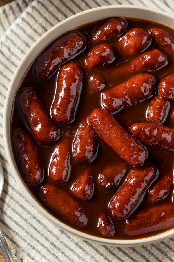 Homemade BBQ Cocktail Weiners in Sauce Stock Photo - Image of sausage ...