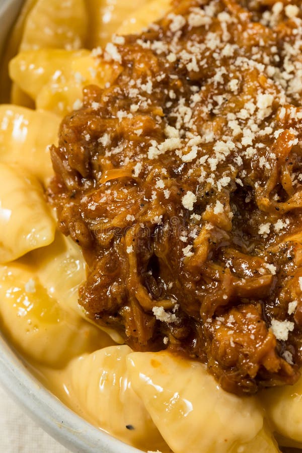 Homemade BBQ Pulled Pork Macaroni and Cheese Stock Image - Image of ...
