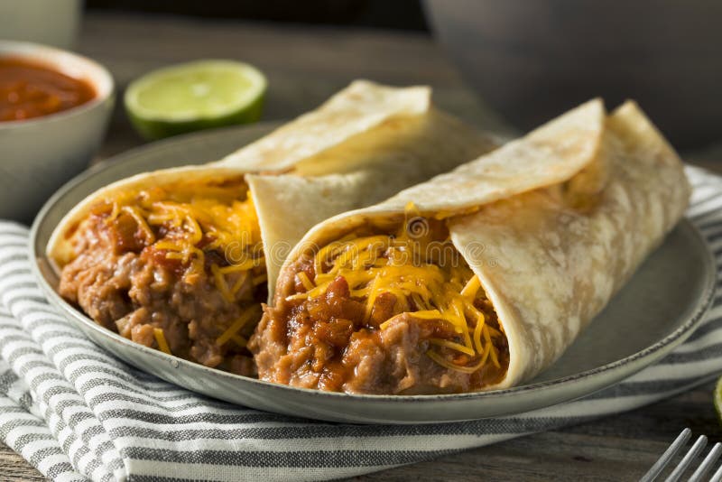 Homemade Bean and Cheese Burrito Stock Photo - Image of chili, healthy ...