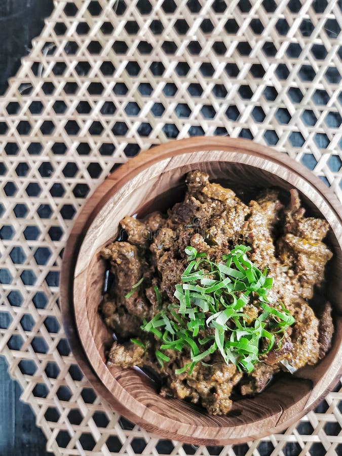 Homemade beef rendang stock image. Image of meal, flower - 220499577