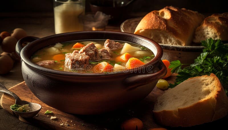 Homemade Beef Stew Cooked with Fresh Vegetables Generated by AI Stock ...