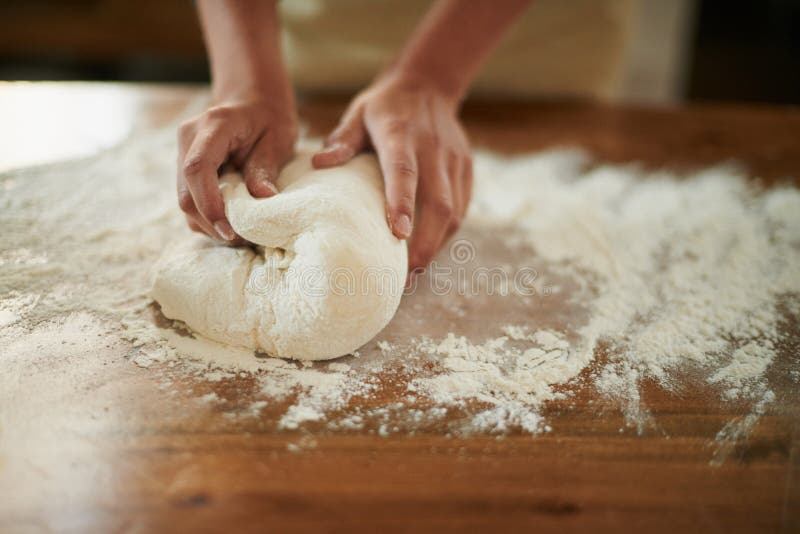 Homemade is Best. a Female Baker Kneading Dough for Homemade Bread ...