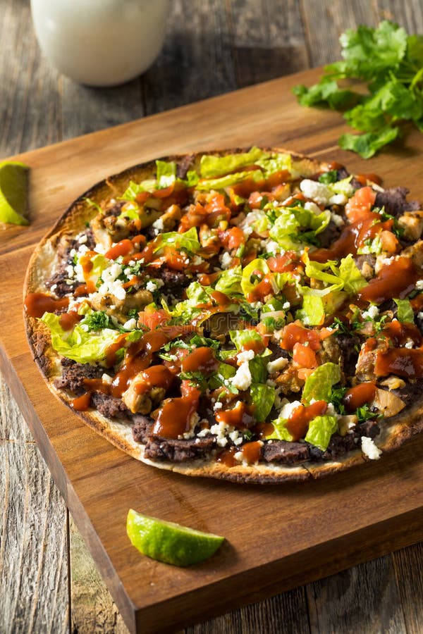 Homemade Big Tostada with Chicken Stock Photo - Image of tacos, spicy ...