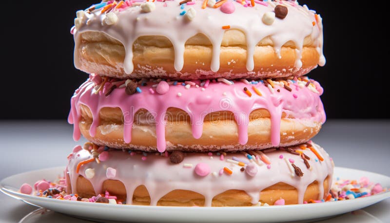Homemade Birthday Donut Stack, a Sweet Temptation of Joy Generated by ...