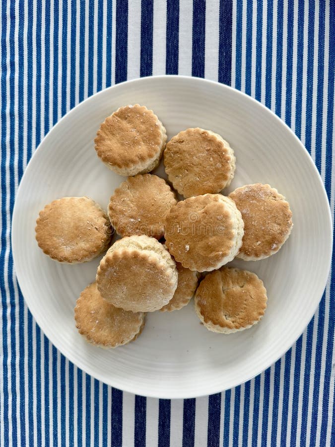 Homemade Biscuits on a White Plate in a Home Stock Photo - Image of ...